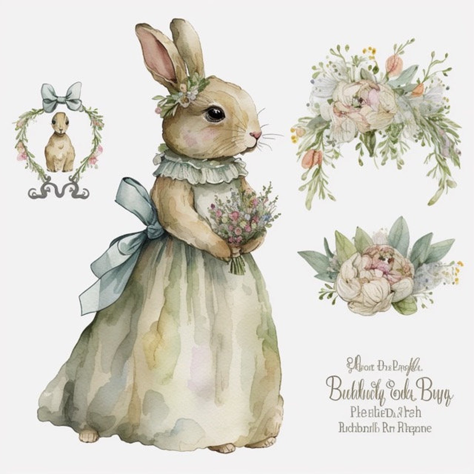 Bunny Rabbit Bride Wedding Clipart 8 High Quality JPG Digital - Etsy