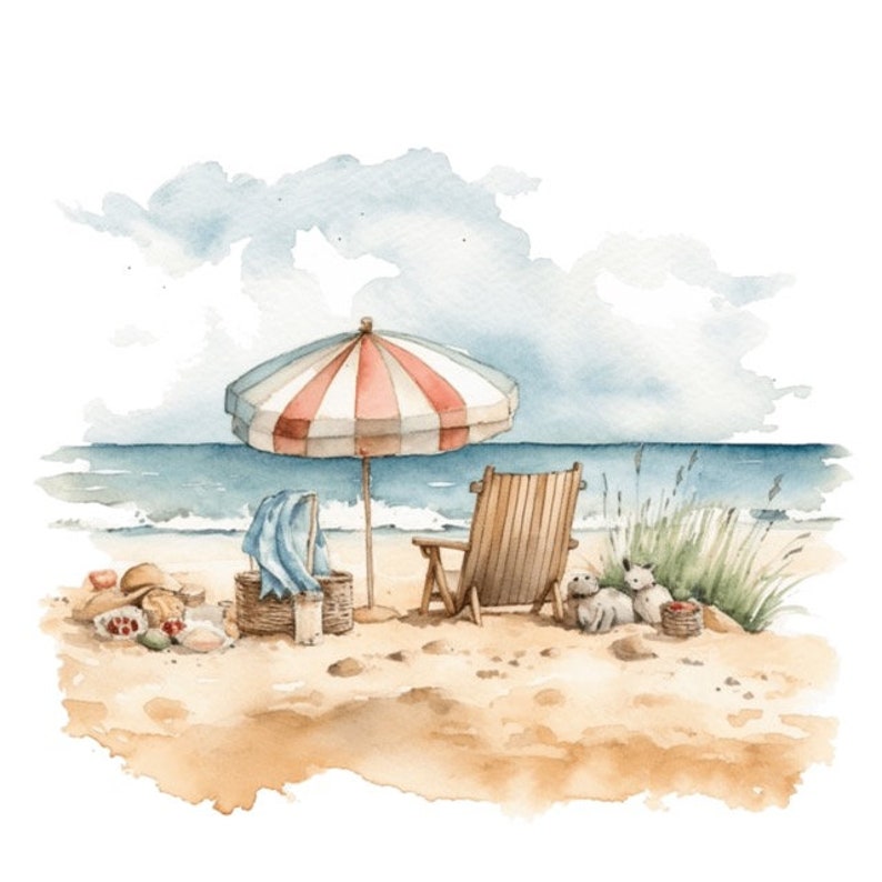 Tropical Coastal Ocean Beach Watercolor Clip Art 4 High Quality PNG ...