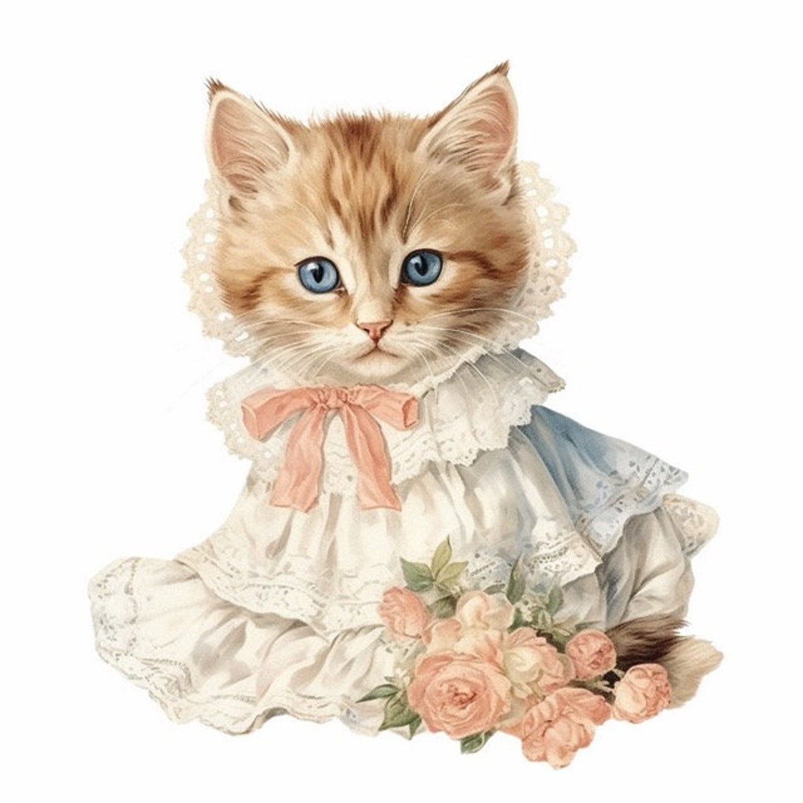 Rococo Kitty Cat Kitten Watercolor Clipart 8 High Quality JPG - Etsy