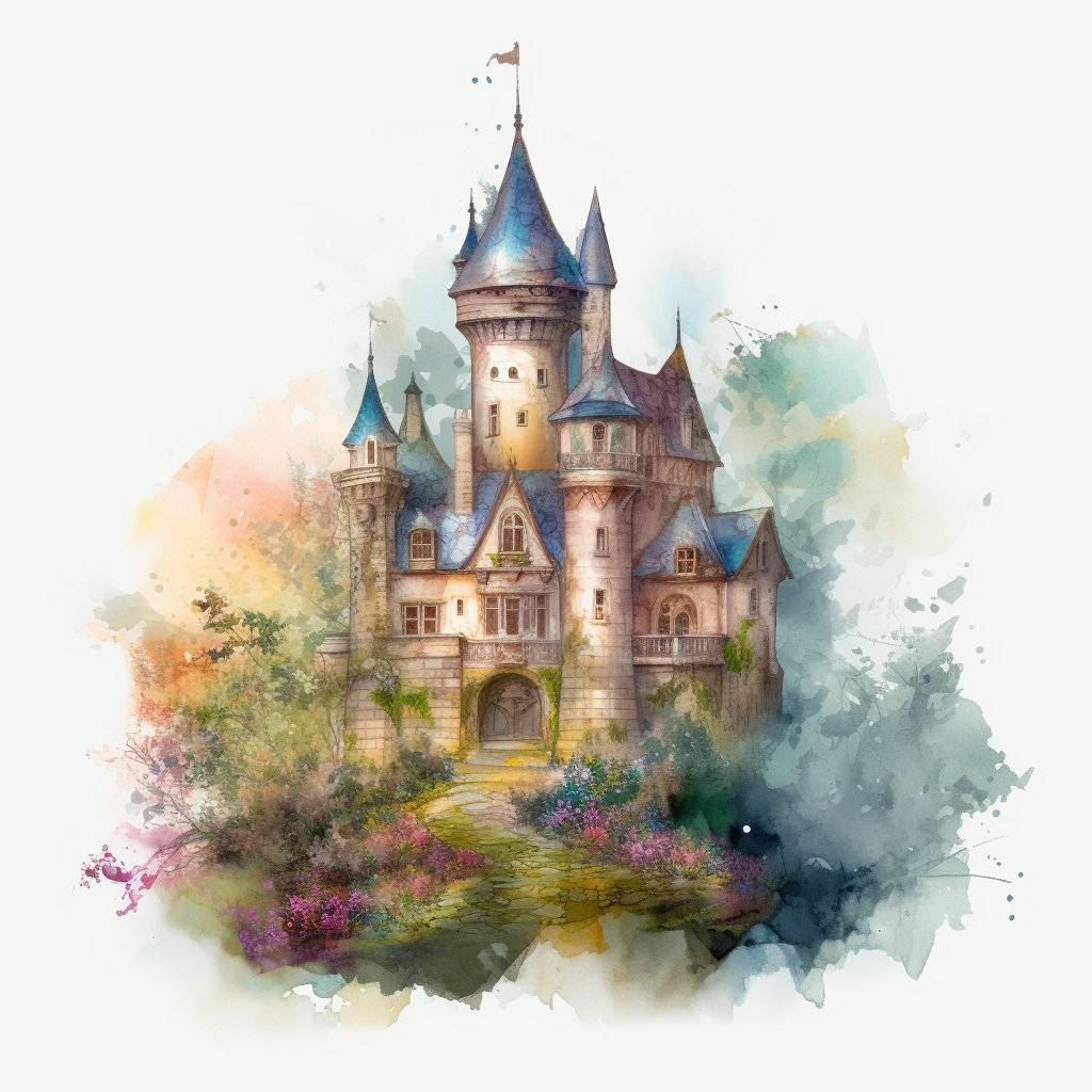 Watercolor Castles Clipart 8 High Quality JPG Watercolor Art Digital ...