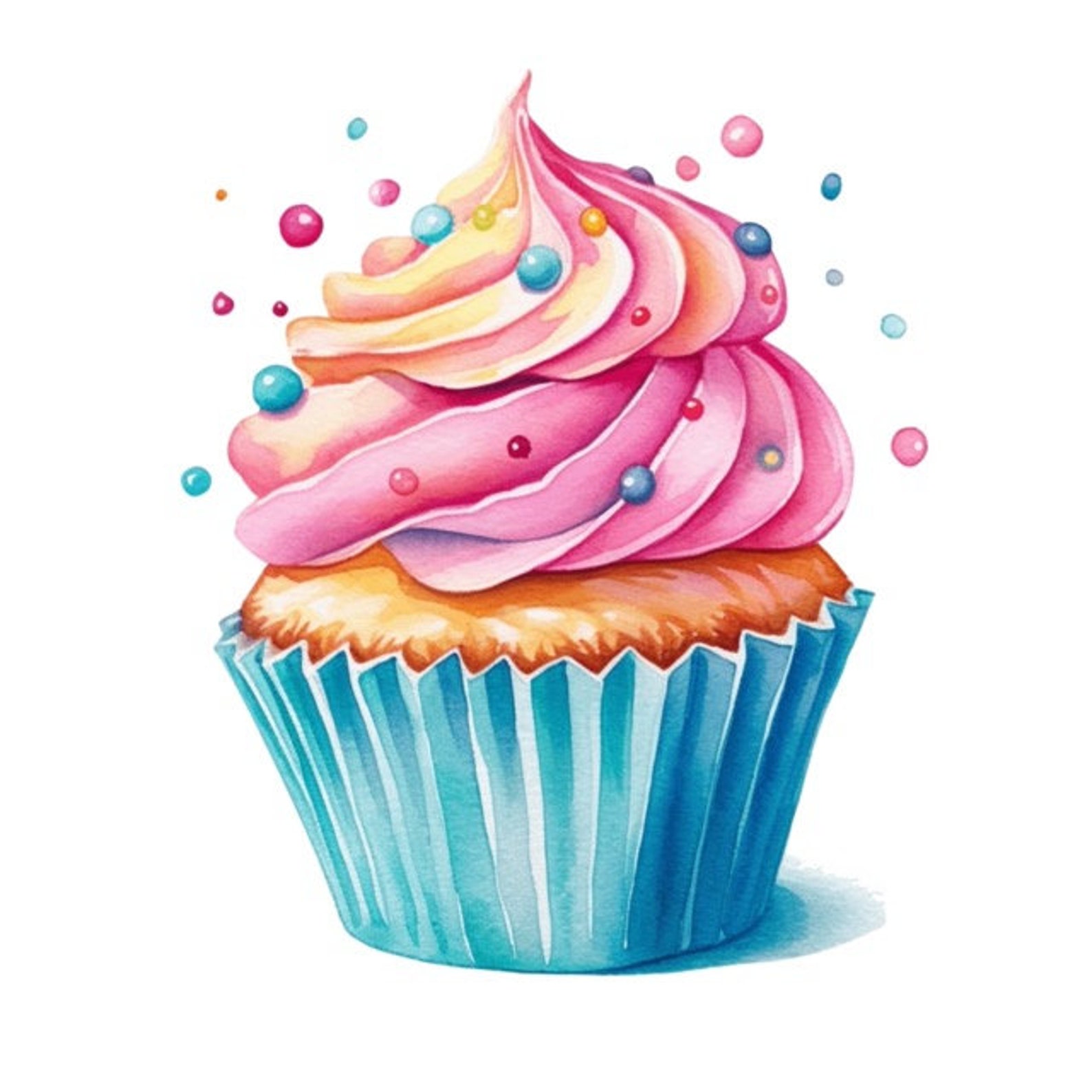 Cupcake Watercolor Clipart 4 High Quality PNG Transparent Background ...