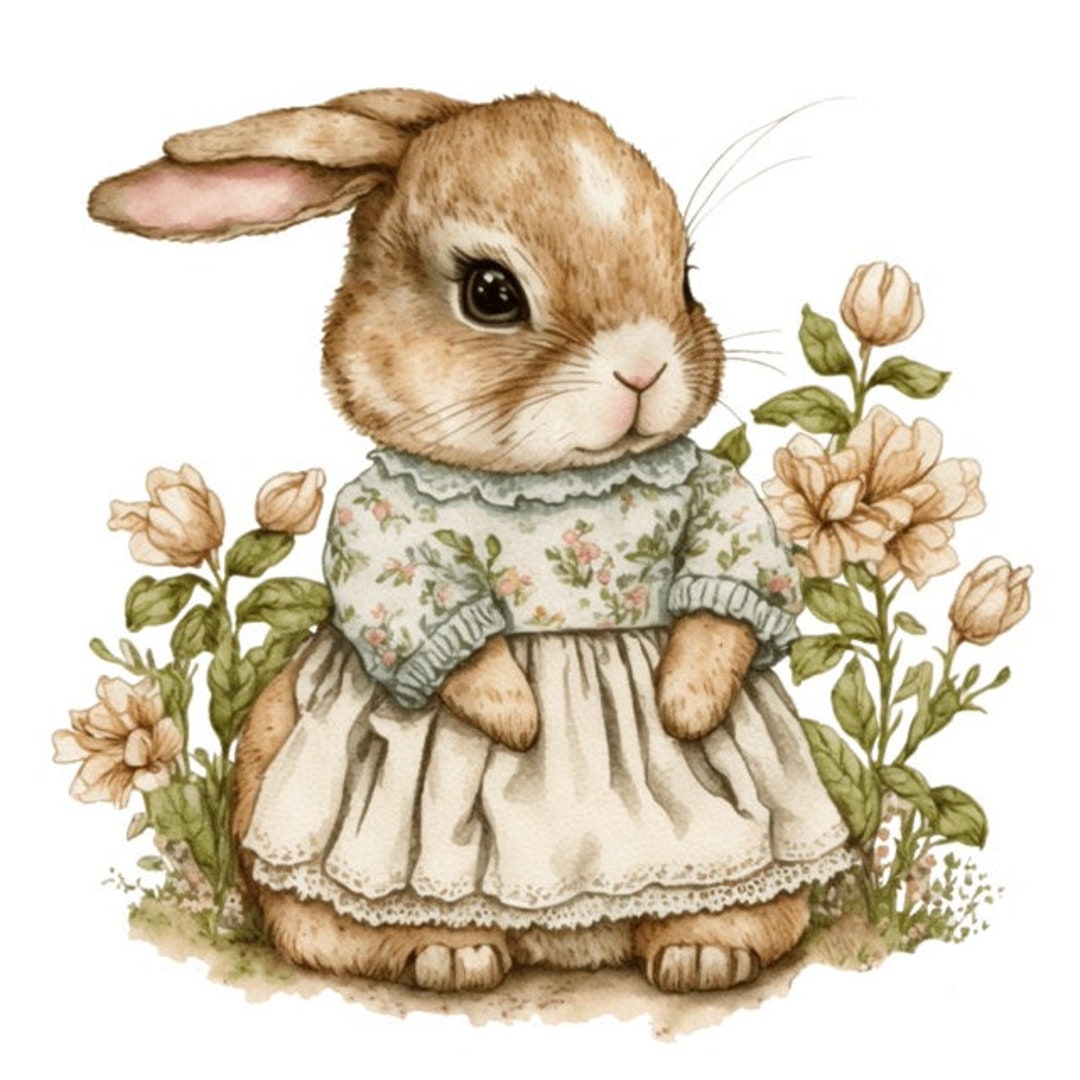 Renaissance Bunny Rabbit Clipart Sublimation Graphics Watercolor Clip ...