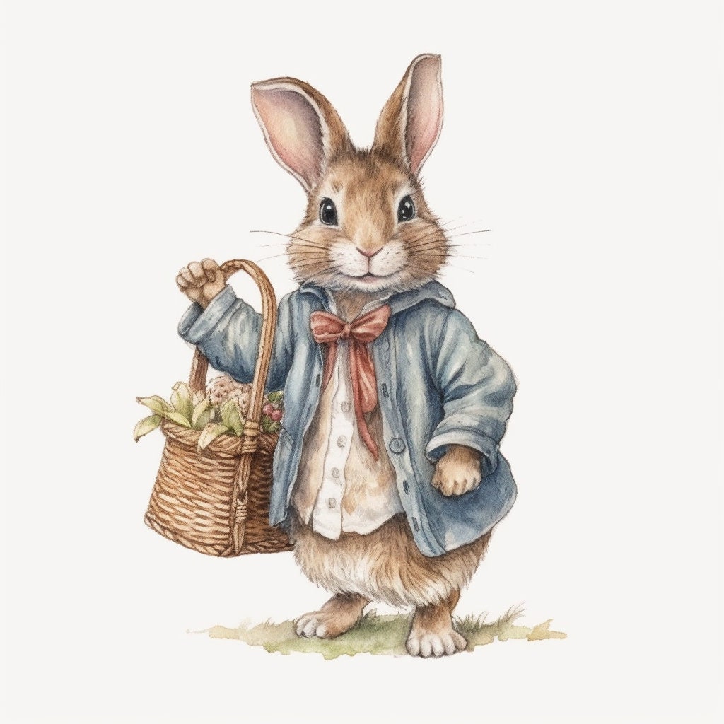 Bunny Rabbit Clipart 8 High Quality JPG Watercolor Art Digital - Etsy
