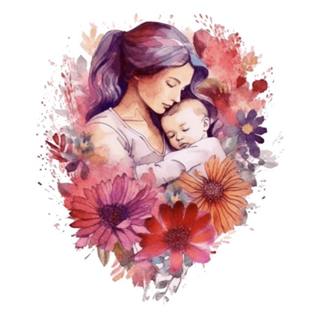 Mother's Day Heart Floral Flowers Watercolor Clip Art 4 High Quality ...
