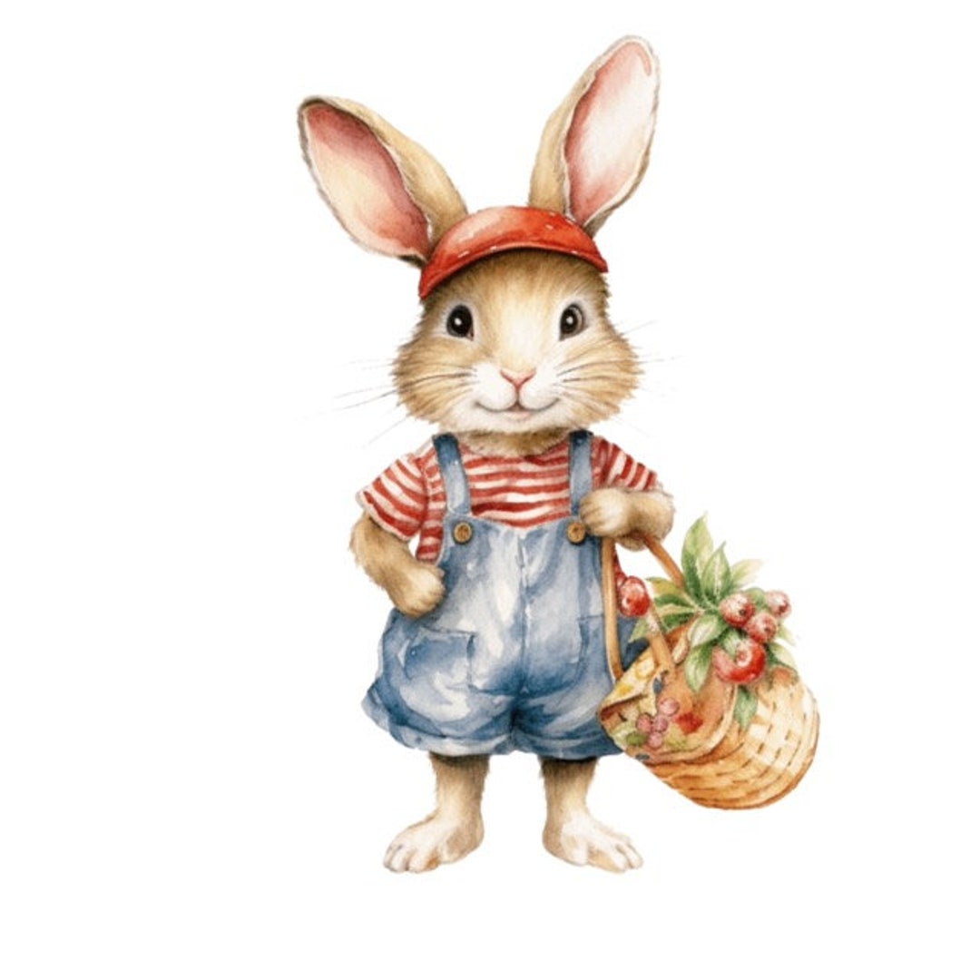 Bunny Rabbit Clipart Sublimation Graphics Watercolor Clip Art 4 High ...