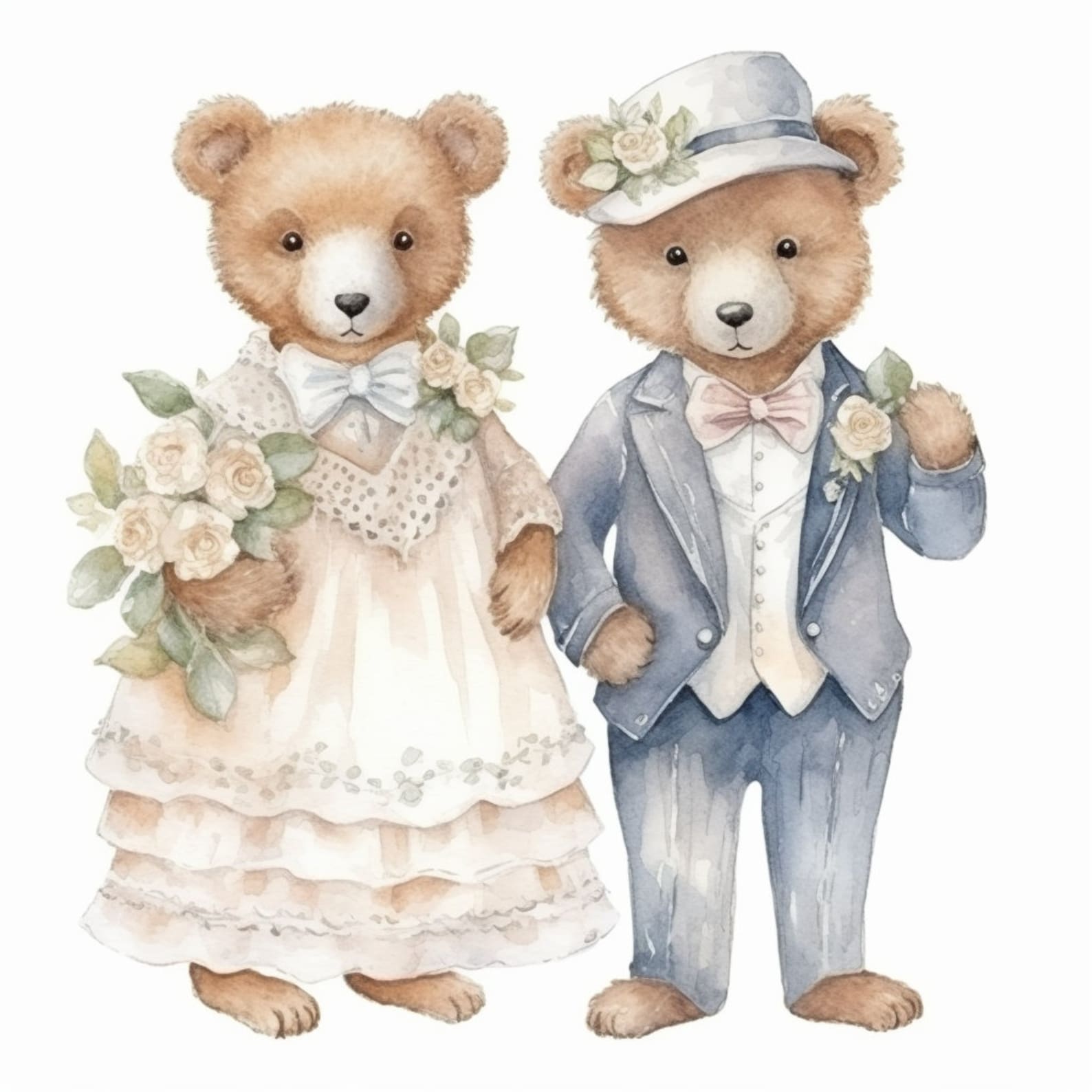 Teddy Bear Wedding Bride and Groom Clipart 8 High Quality JPG - Etsy
