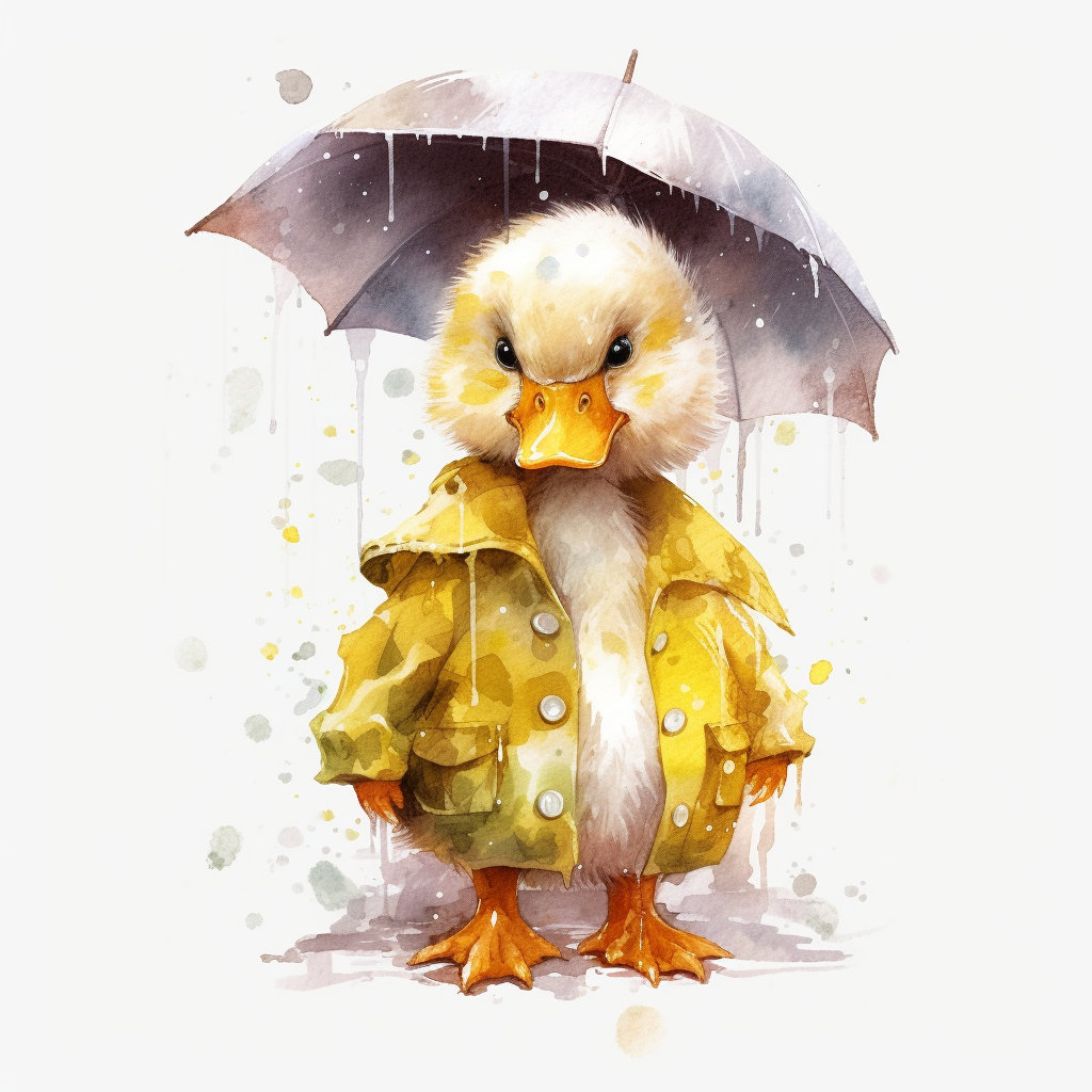 Baby Duck Under the Rain Clipart 8 High Quality JPG, Digital Download ...