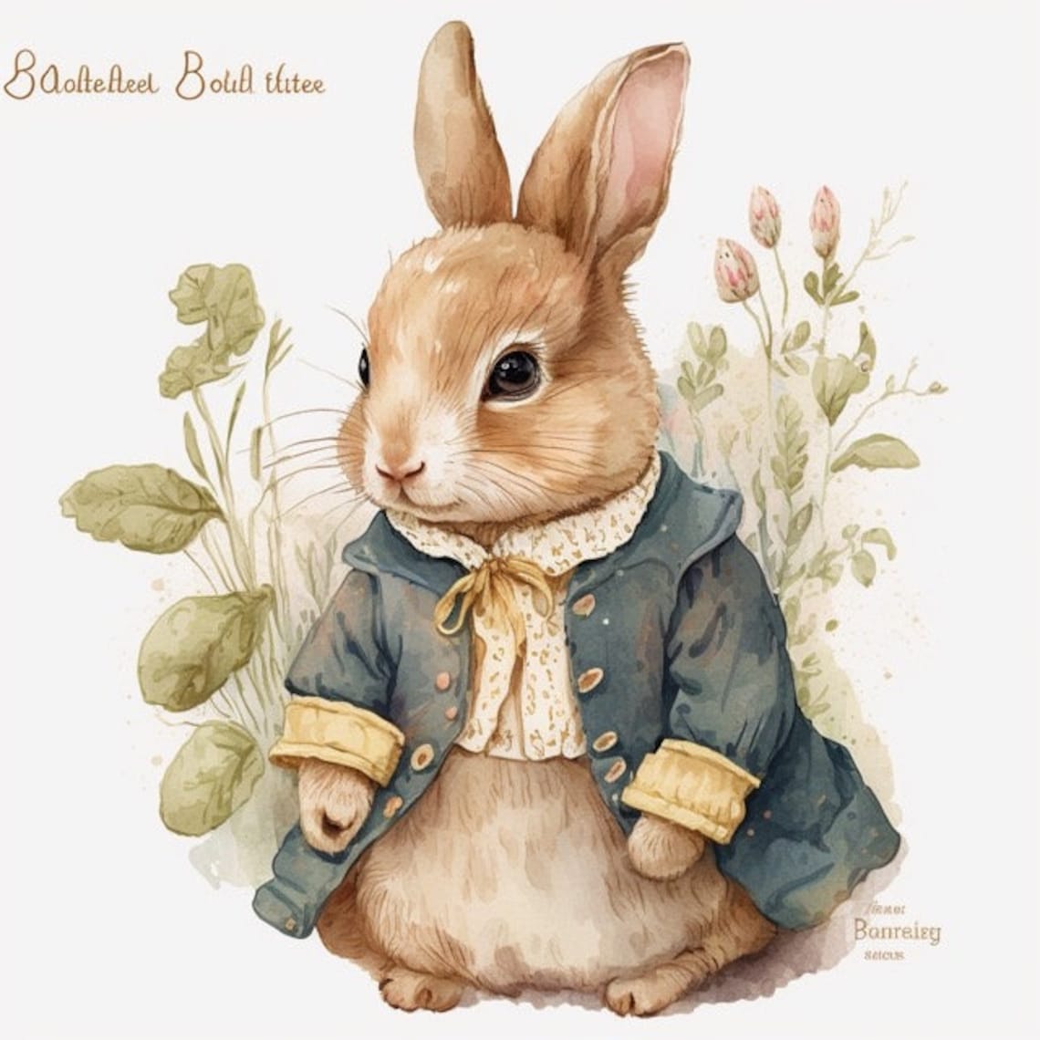 Bunny Rabbit in Vintage Clothes Clipart 8 High Quality JPG - Etsy