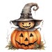 Watercolor Fall Halloween Pumpkin Clip Art 4 PNG Invitations Card ...