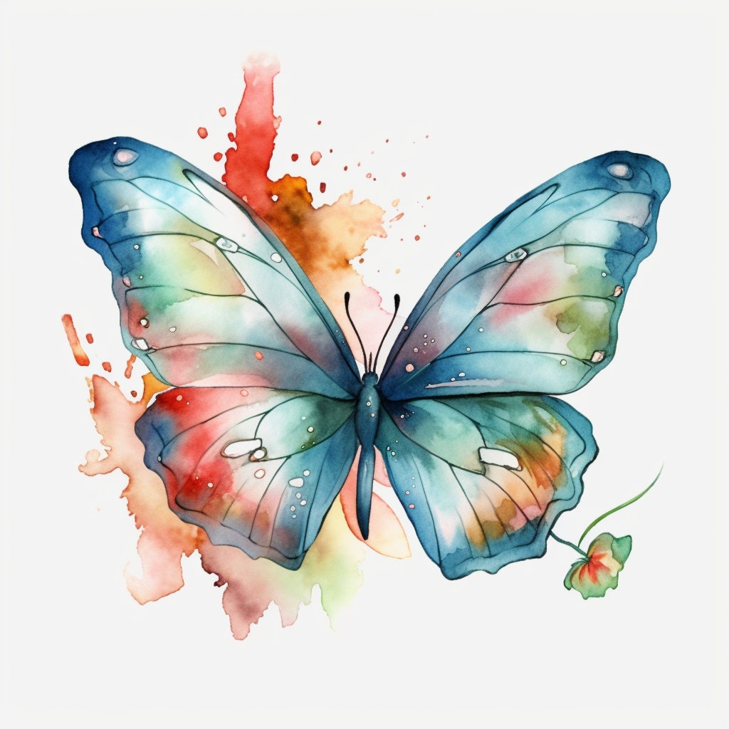 Butterfly Watercolor Clipart 8 High Quality JPG, Digital Download, Card ...