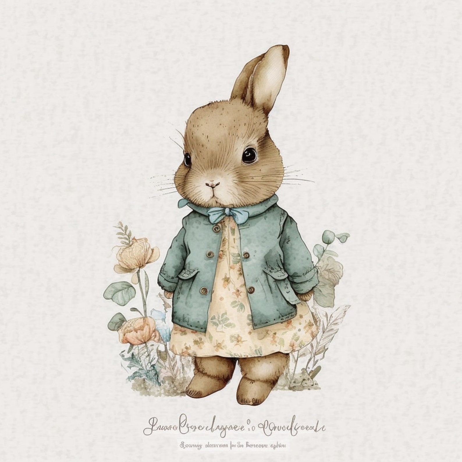 Bunny Rabbit Clipart, 10 High Quality JPG Watercolor Art, Digital ...
