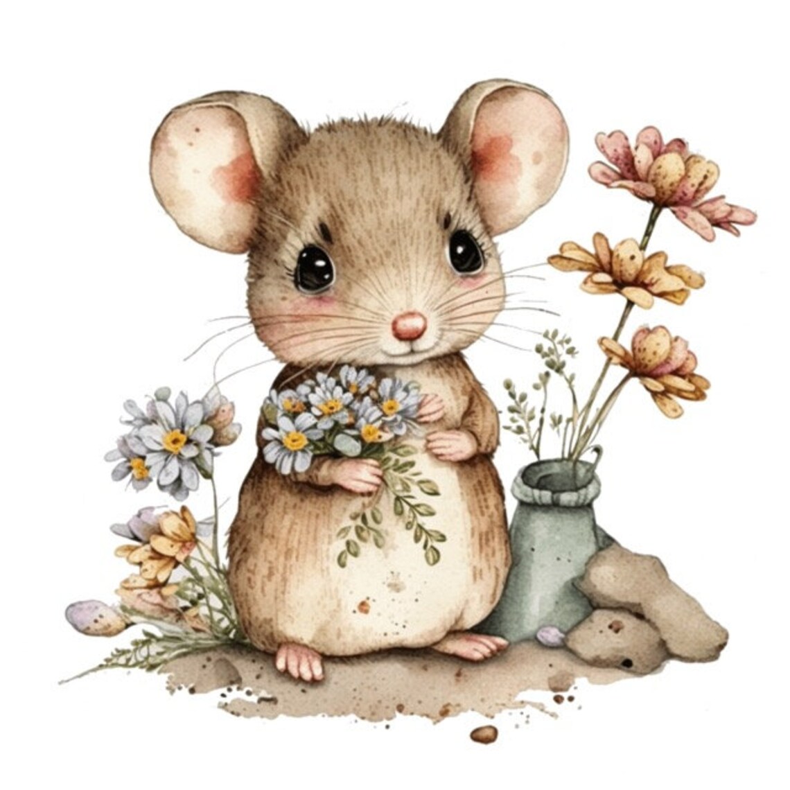 Cute Mouse Watercolor Clip Art 4 PNG Format Scrap Booking Mix - Etsy