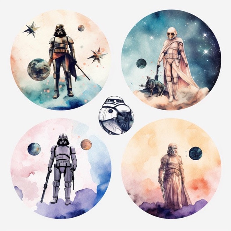 Star Wars Clipart, 8 High Quality JPG Watercolor Art, Digital Download ...