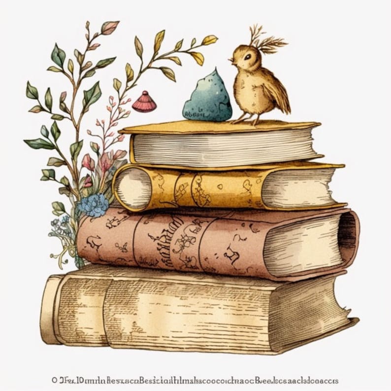 Antique Books Clipart Clip Art 8 PNG Format Instant Download - Etsy