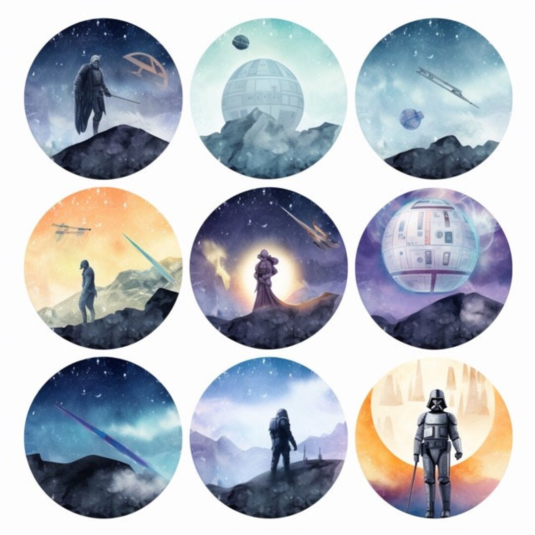 Star Wars Clipart, 8 High Quality JPG Watercolor Art, Digital Download ...
