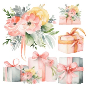 Gift Boxes Mothers Day Clipart Clip Art 4 PNG Format Instant Download ...