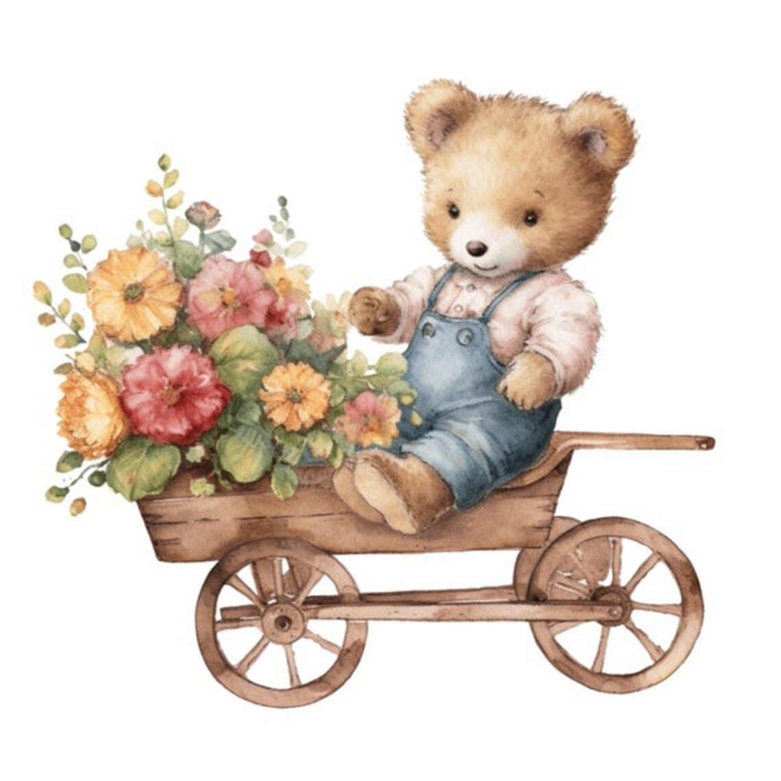Teddy Bear Wheelbarrow Mother's Day Clipart Clip Art 4 High Quality PNG ...
