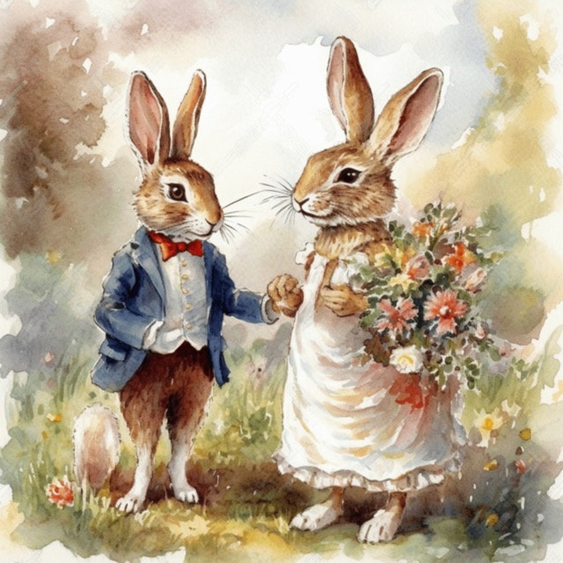 Cute Bunny Rabbit Bride and Groom Wedding Clip Art 4 PNG Card - Etsy
