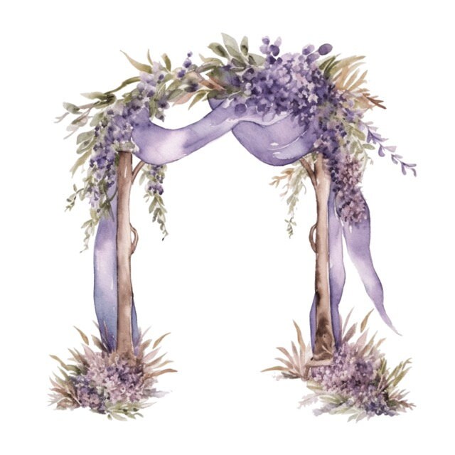Lavender Wedding Arch Clipart Watercolor 4 High Quality PNG Transparent ...
