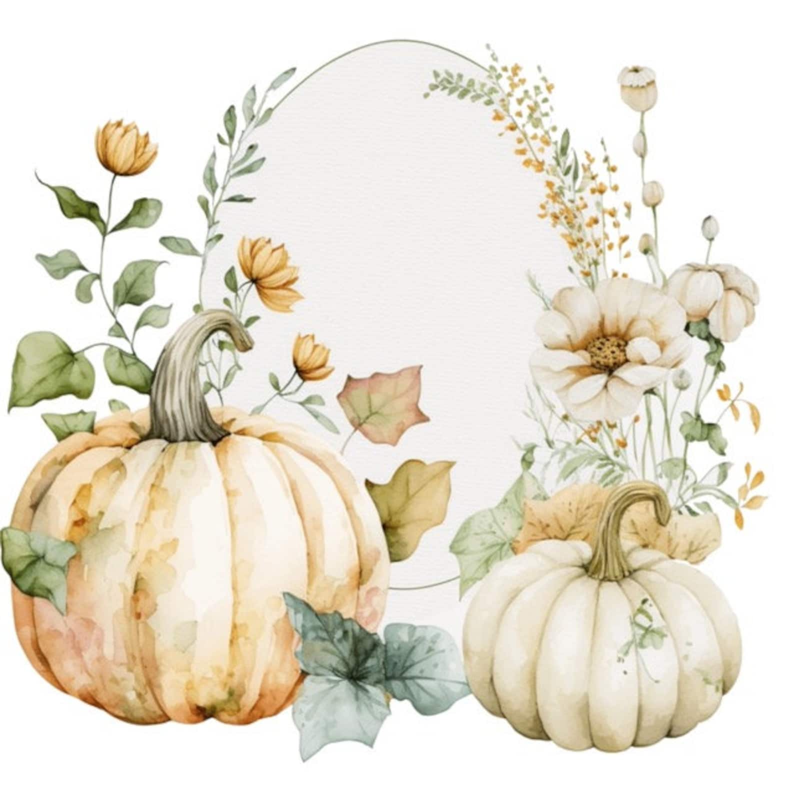 Watercolor Fall Halloween Thanksgiving Pumpkin Clip Art 4 PNG ...