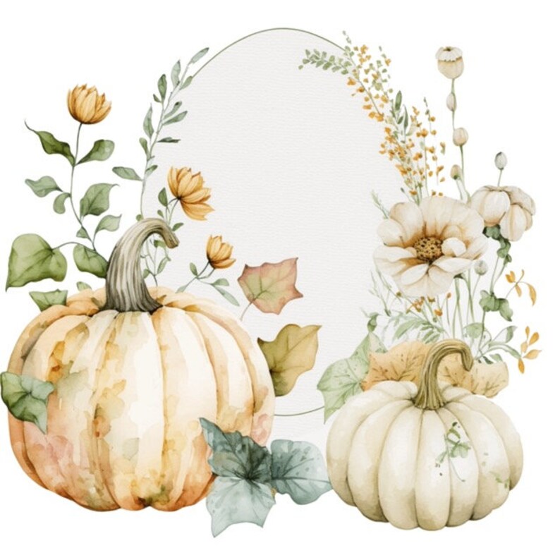 Watercolor Fall Halloween Thanksgiving Pumpkin Clip Art 4 PNG ...