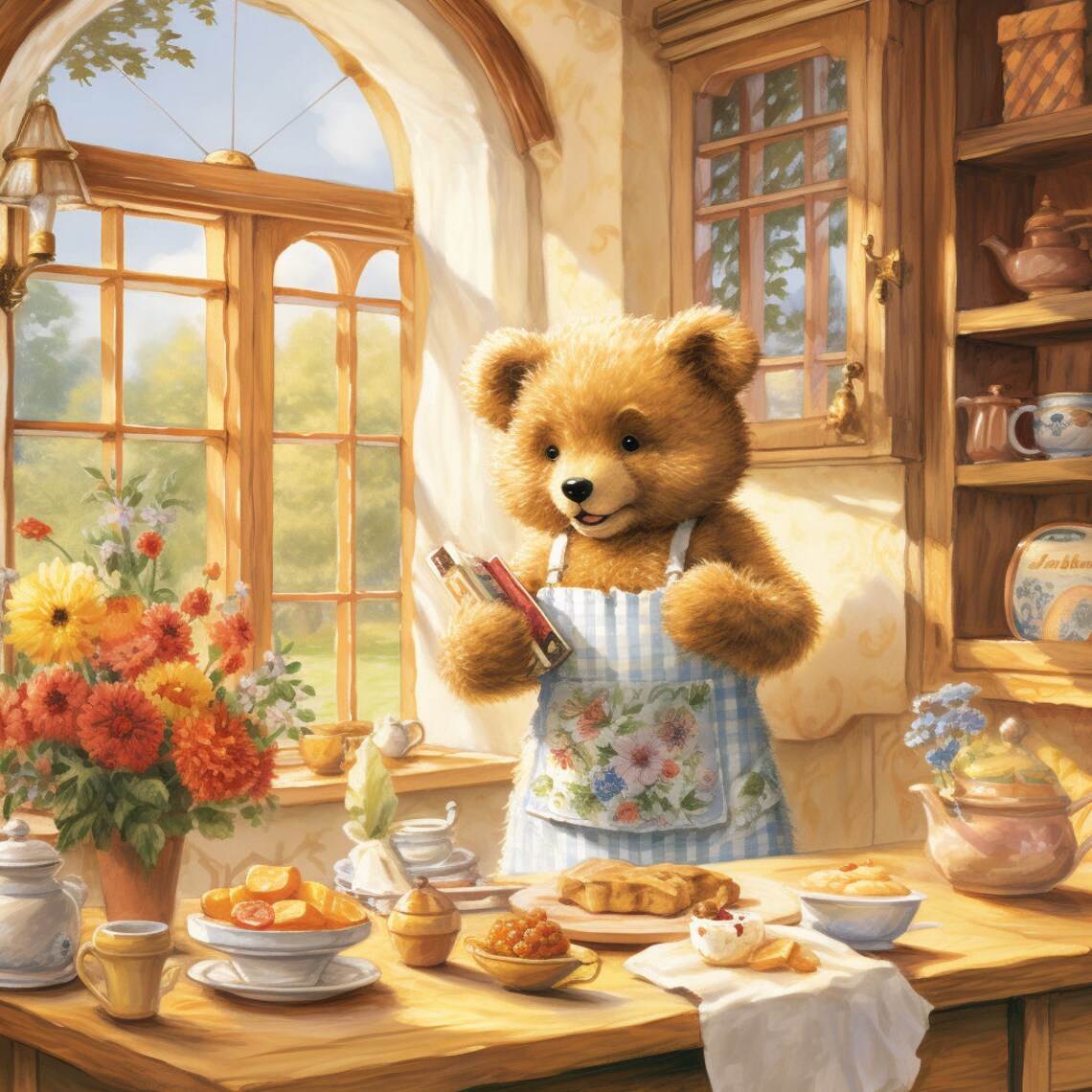 Teddy Bear Baking Clip Art 4 High Quality JPG Card Making Paper Crafts ...