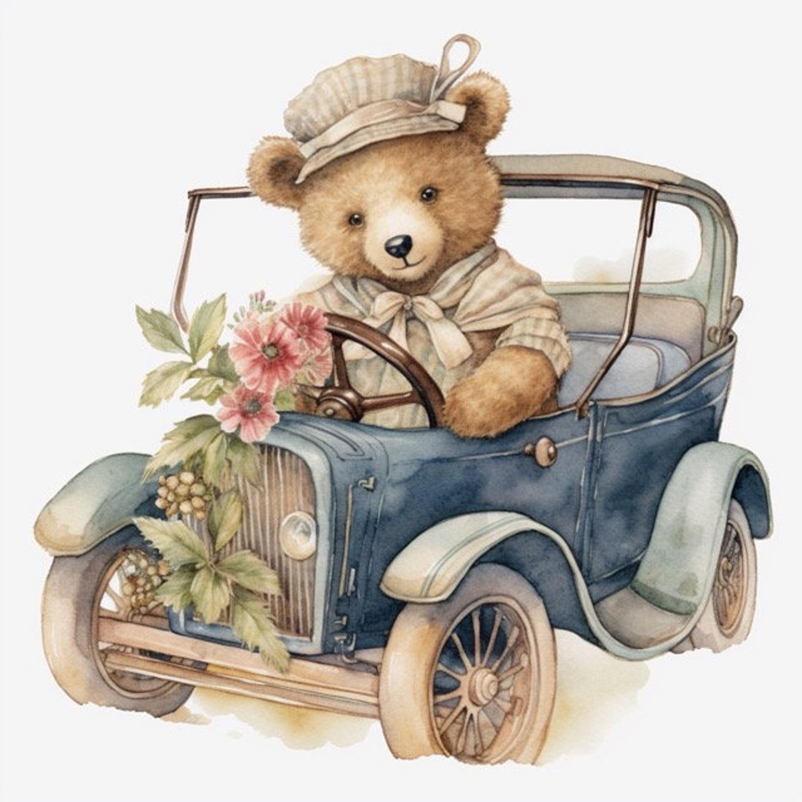 Teddy Bear Driving a Car Clipart Clip Art 8 PNG Format Instant Download ...