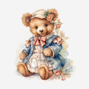 Teddy Bear Watercolor Clipart 8 High Quality JPG, Digital Download ...