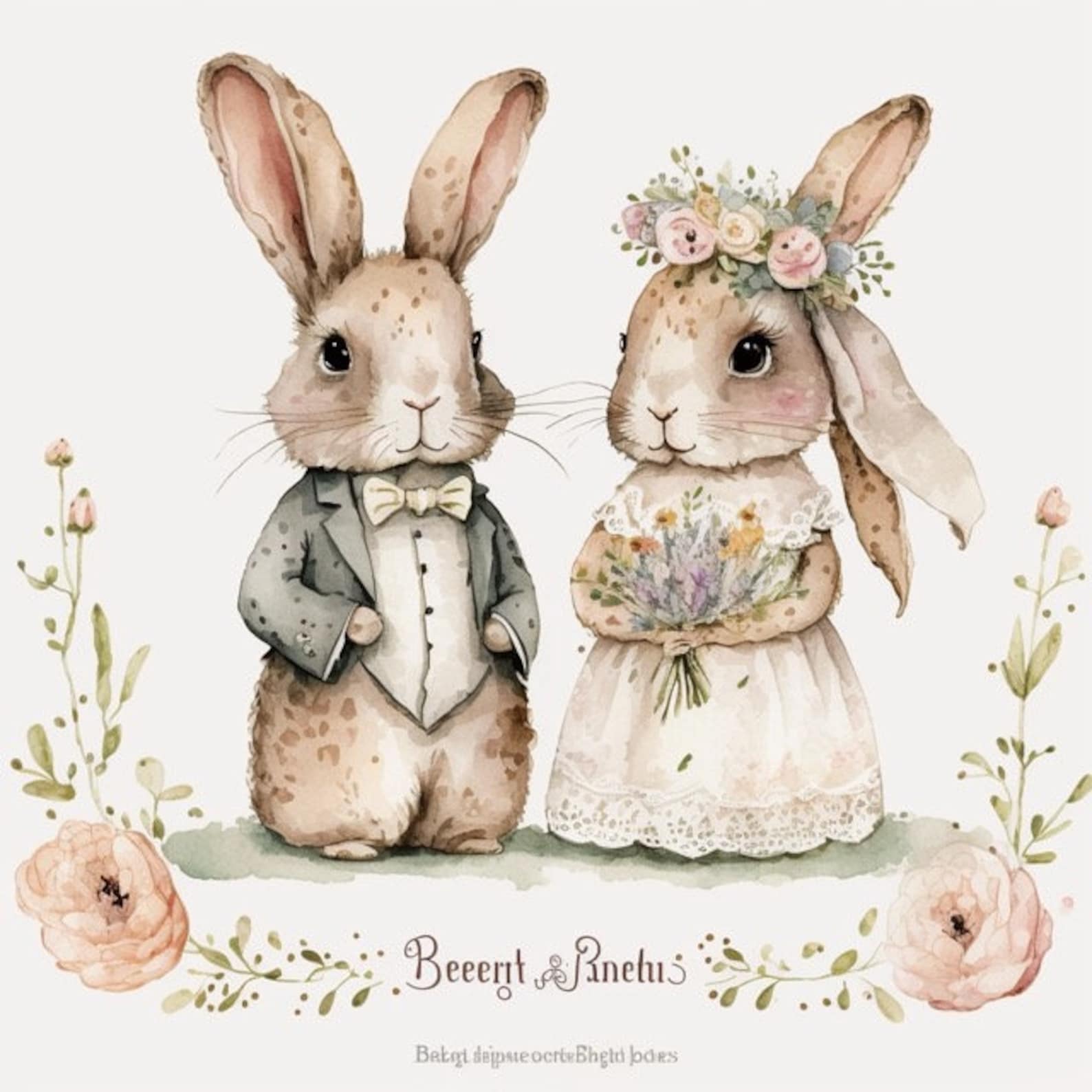 Bunny Rabbit Groom and Bride Wedding Clipart 8 High Quality - Etsy