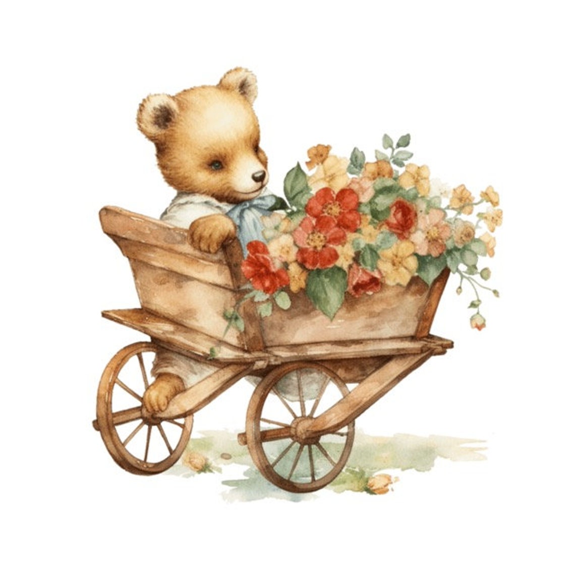 Teddy Bear Wheelbarrow Mother's Day Clipart Clip Art 4 - Etsy
