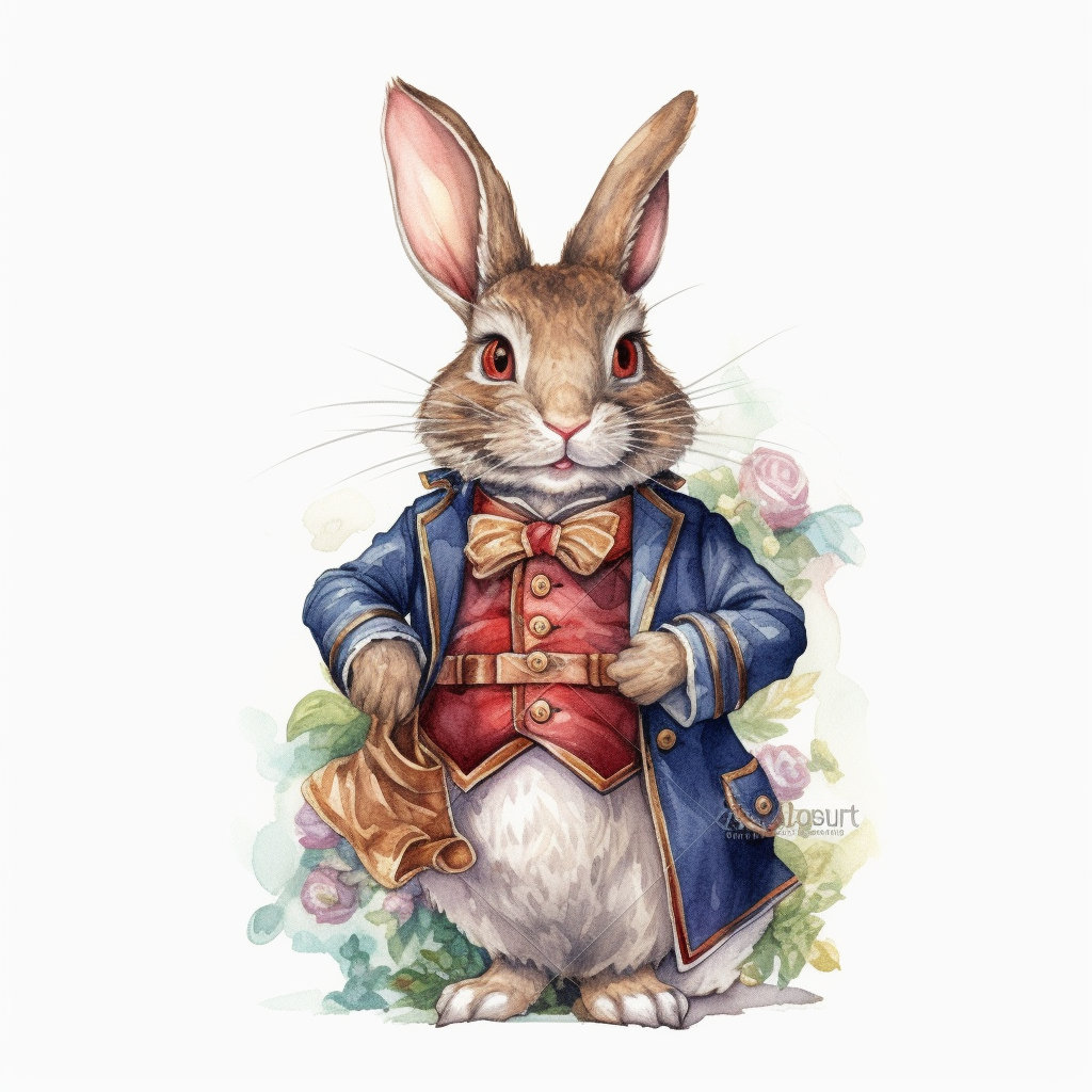 Bunny Rabbit Alice in Wonderland Clipart 8 High Quality JPG Watercolor ...