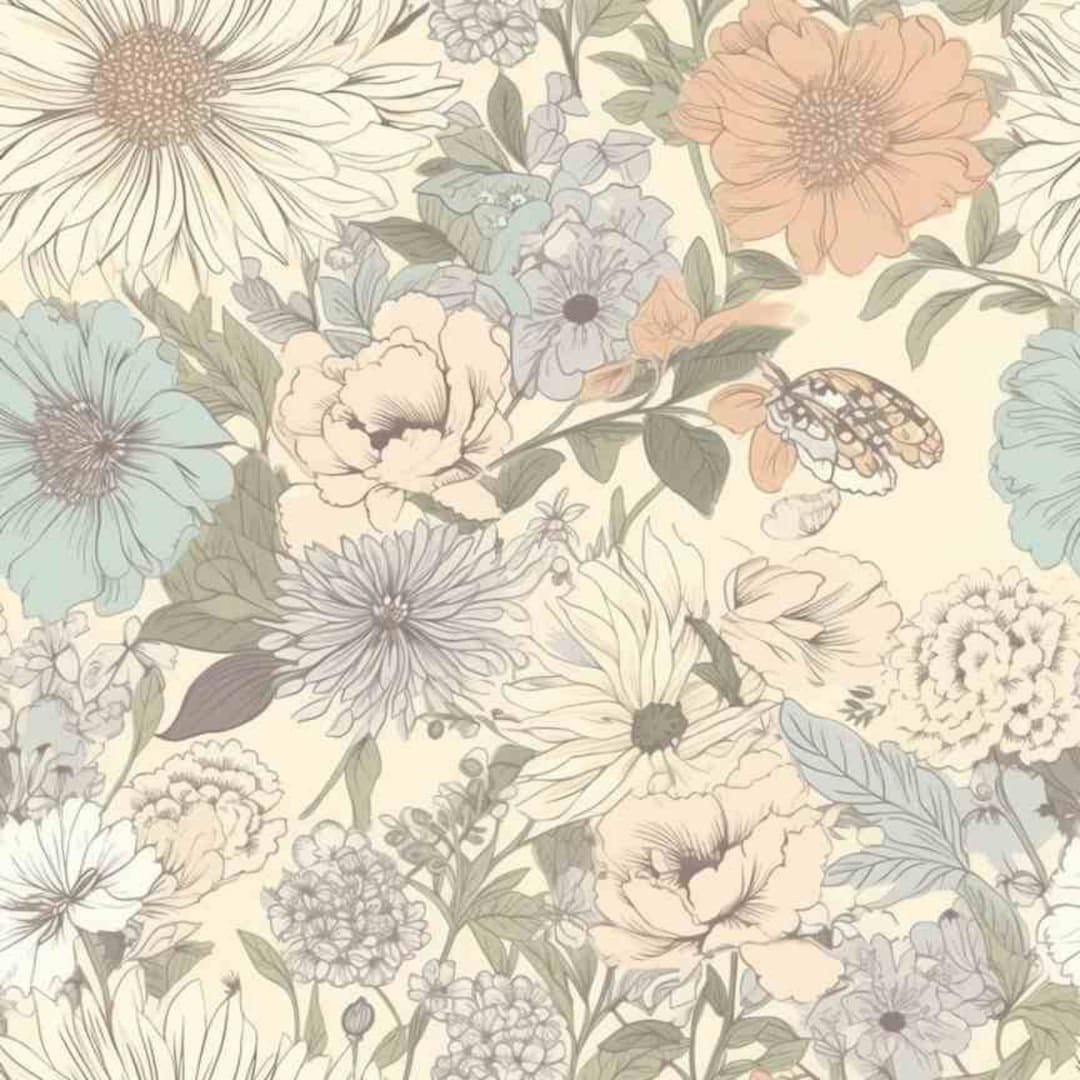 Floral Flower Seamless Pattern Transparent Repeat Digital Paper ...