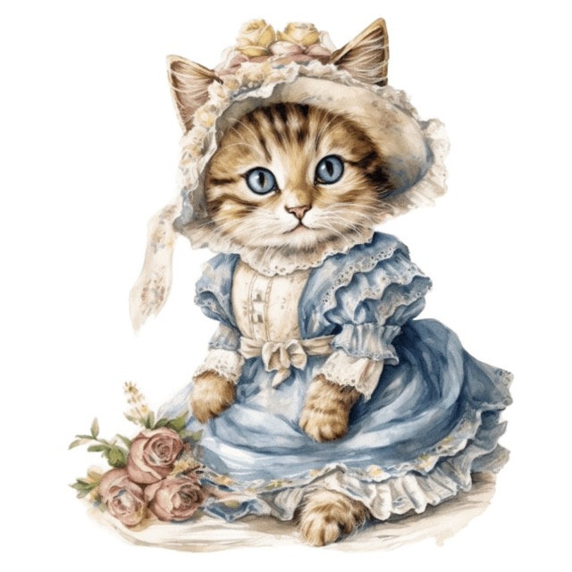Kitten Kitty Cat in Vintage Clothes Clipart Sublimation - Etsy