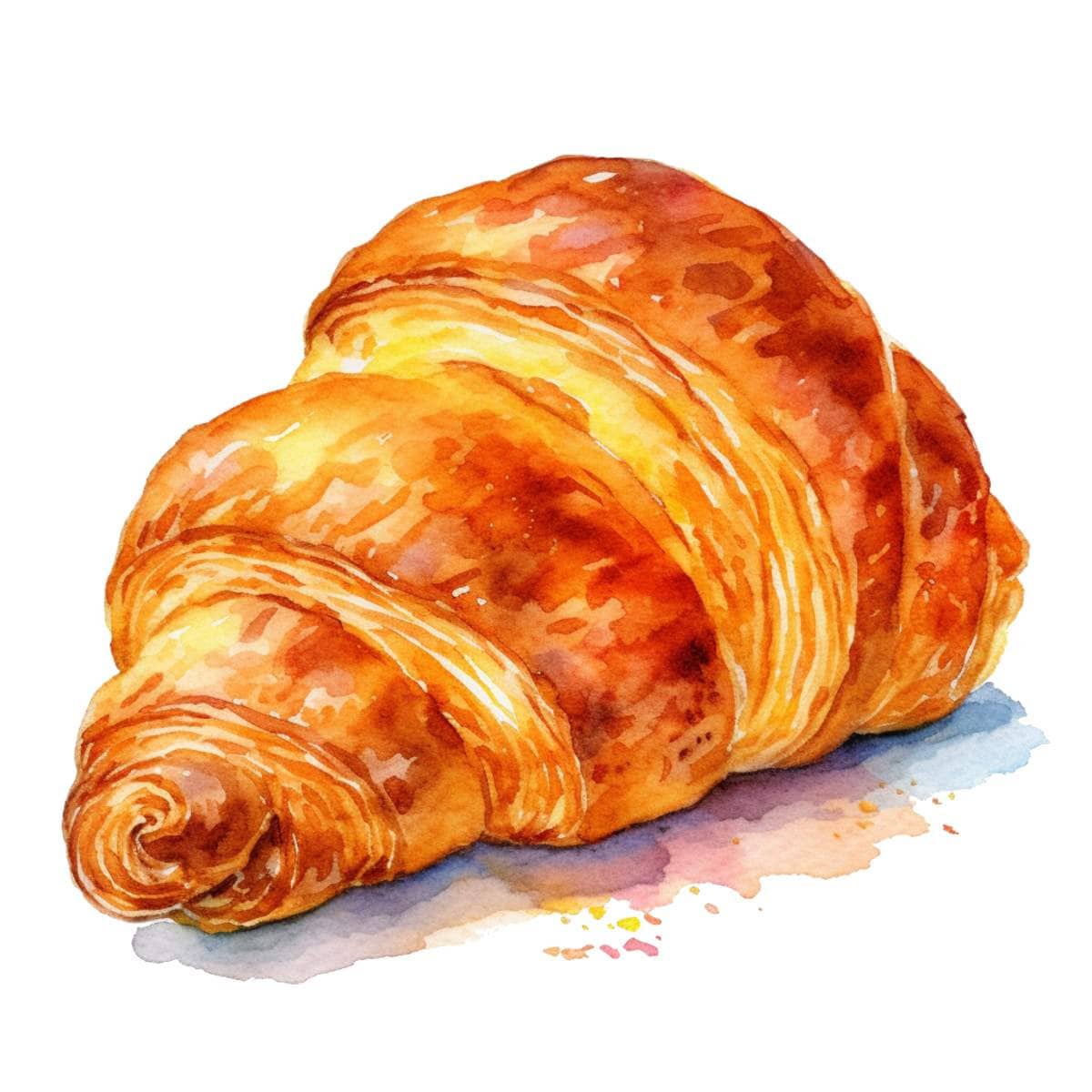French Croissant Bread Watercolor Clip Art 4 High Quality PNG ...