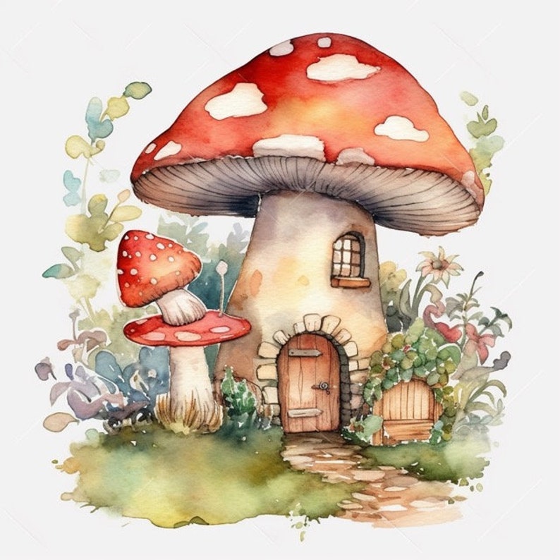Toadstool House Clipart Clip Art 4 PNG Format Instant Download - Etsy