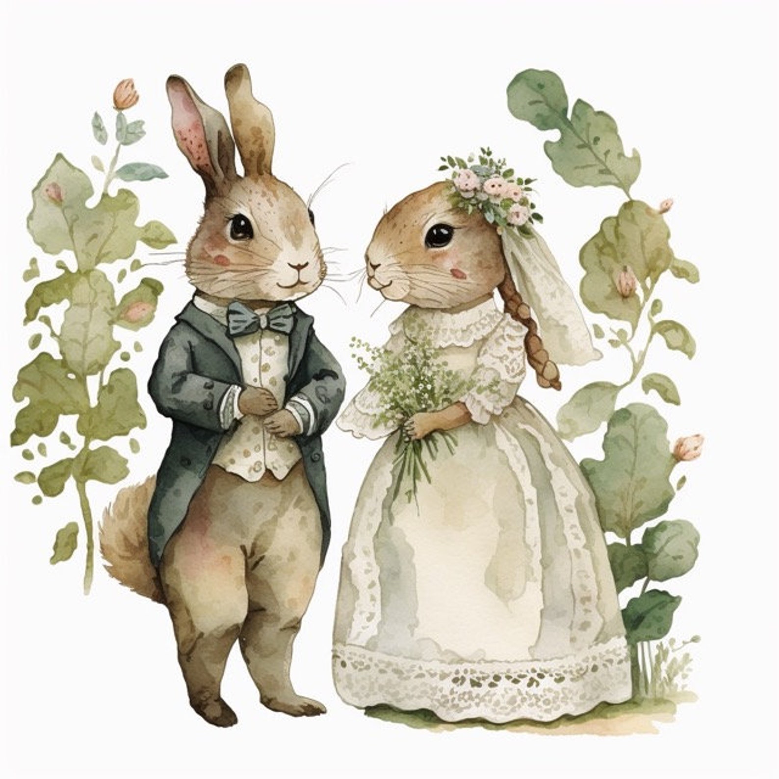 Bunny Rabbit Groom and Bride Wedding Clipart 8 High Quality JPG ...