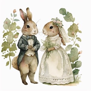 Bunny Rabbit Groom and Bride Wedding Clipart 8 High Quality JPG ...