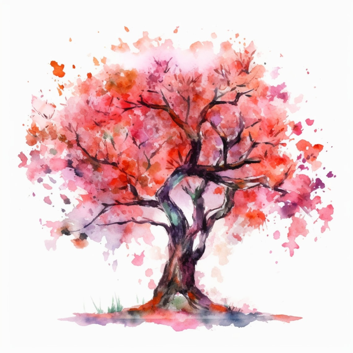 Sakura Tree Cherry Tree Watercolor Clipart 8 High Quality JPG - Etsy