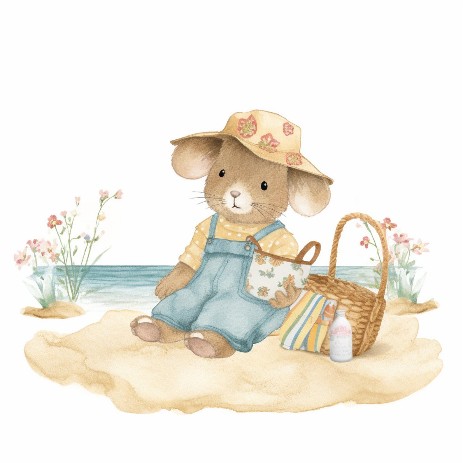 Cute Mouse on the Beach Clipart 8 High Quality JPG, Digital Download ...