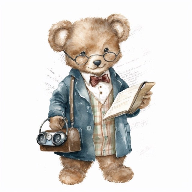 Doctor Teddy Bear Watercolor Clipart 8 High Quality JPG, Digital ...