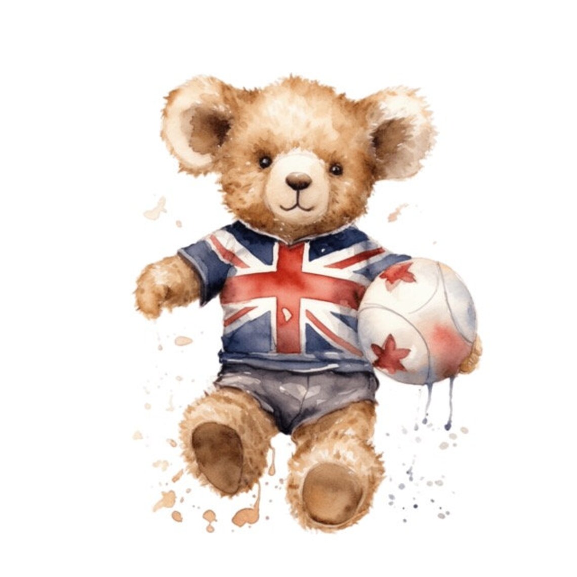 Teddy Bear Playing Rugby Watercolor Clipart Clip Art 8 PNG - Etsy