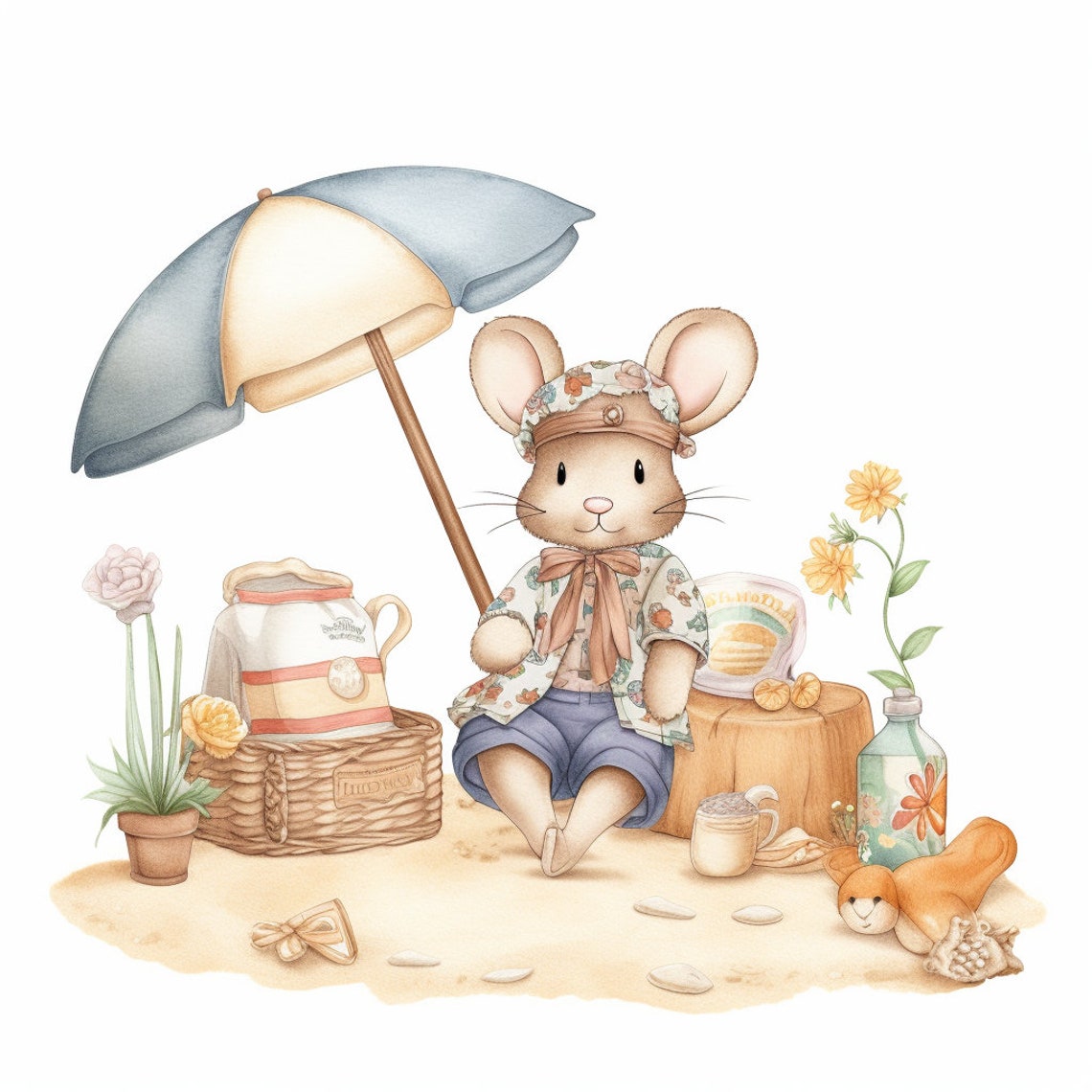Cute Mouse on the Beach Clipart 8 High Quality JPG Digital - Etsy