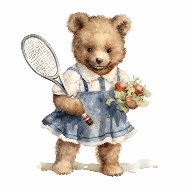 Teddy Bear Playing Tennis Clipart Clip Art 8 PNG Format - Etsy