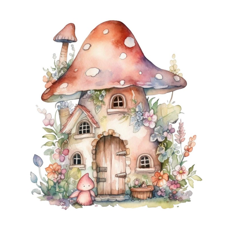 Fairy House Clip Art Sublimation Graphics Watercolor Clipart 4 High ...