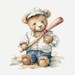 Teddy Bear Playing Baseball Clipart 8 High Quality JPG Watercolor Art ...