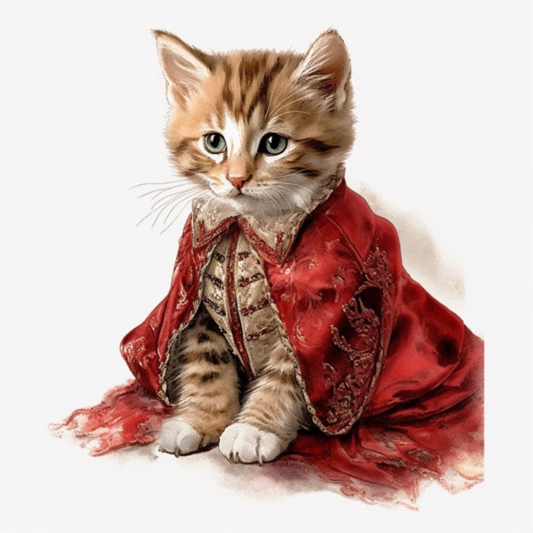 Elizabethan Kitty Cat Kitten Watercolor Clipart 8 High Quality JPG ...