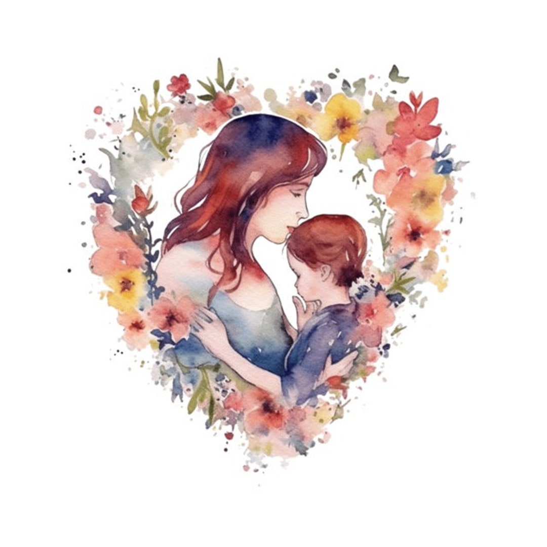 Mother's Day Heart Watercolor Clip Art 4 High Quality PNG Format ...
