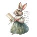 Cute Opera Singing Bunny Rabbit With Flowers Watercolor Clip Art 4 PNG ...