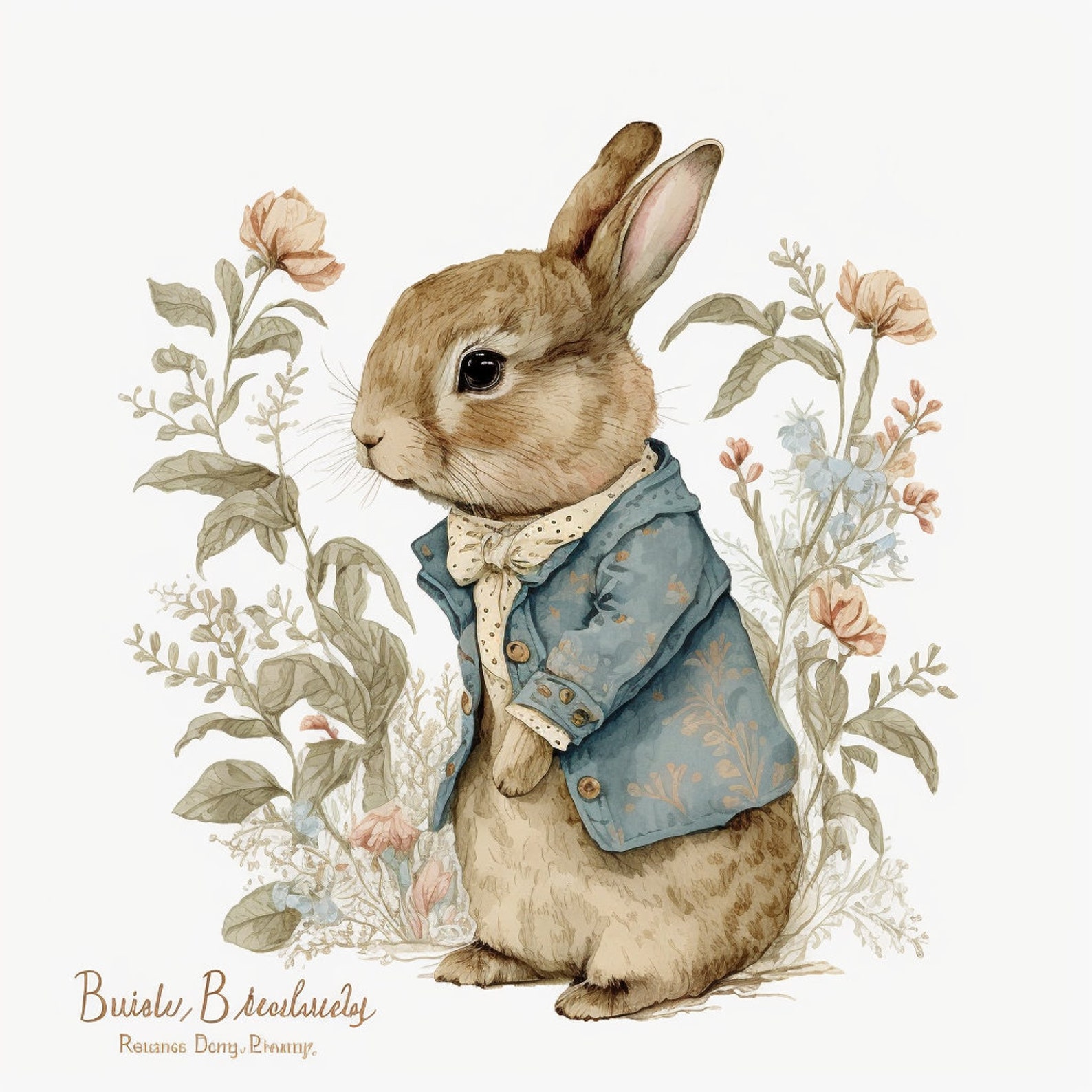 Bunny Rubbit Clipart 8 High Quality JPG Watercolor Art Digital Download Card Making Mixed Media ...