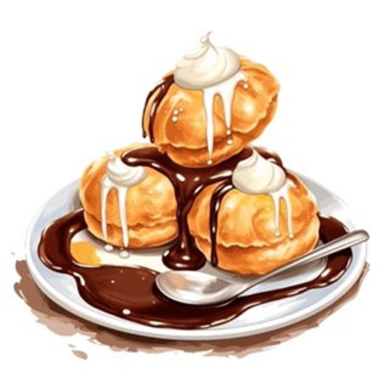 French Cream Puffs Watercolor Clip Art 4 High Quality PNG Transparent ...